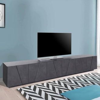 Dmora TV-Schrank Lucas, niedriges Wohnzimmer-Sideboard, Fernsehst&auml;nder-Basis, 100 % Made in Italy, 244 x 44 x 46 cm, Schiefer