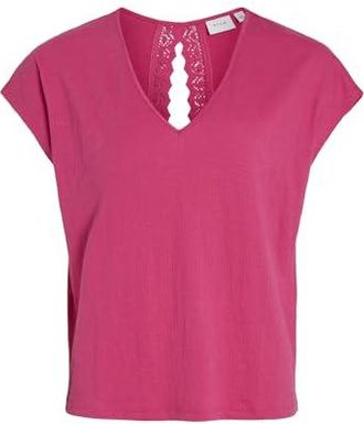 Vila Vila Visyma Haut à Manches Courtes et col en V Chemisier, Rose, S Femmes