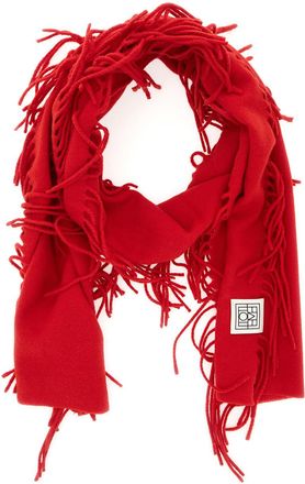 Toteme Fringed Wool-Cashmere Scarf - Red