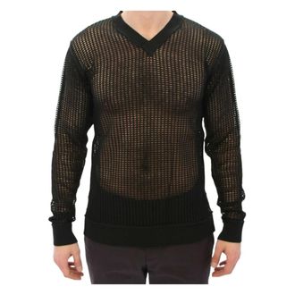 Dolce & Gabbana Eleganter dunkelgr&uuml;ner V-Ausschnitt Pullover - - Knitwear - Herren - Gr&uuml;n - S