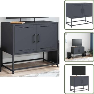 vidaXL The Living Store - TV-Schrank Anthrazit 68,5x39x60,5 cm Stahl - Industrieller TV-Schrank - TV-Stand Stahl - Fernsehtisch Anthrazit - Regal Metall