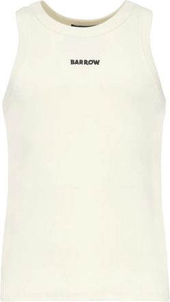 Barrow Barrow, Femme, Tops, Beige, Taille: 42 FR Pull en Coton avec Logo Brod&eacute; Cr&egrave;me