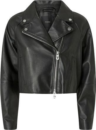 Pinko veste de moto en cuir - Noir
