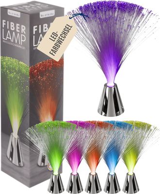 Out of the Blue Fiberleuchte mit farbwechselnder LED - 30 cm Stimmungslicht mit funkelndem Faser-Effekt - kabellose LED-Dekoleuchte f&uuml;r ein angenehmes Ambiente - inkl