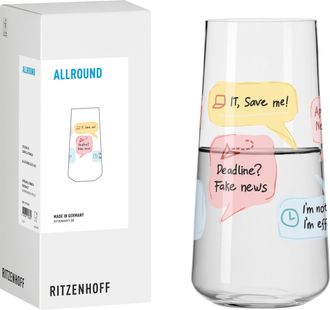 Ritzenhoff 8173003 Universal-Glas 600 ml, Serie Spr&uuml;che, mit Schriftzug und Motiv Chat Bubbles- modern, Made in Germany