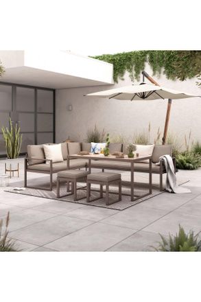 ambia GARDEN Dining-Loungeset, Braun, Metall, Kunststoff, einzeln stellbar, 240.5x176 cm, Loungemöbel, Loungemöbel-Sets