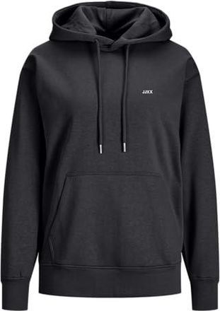 Jack & Jones Jack & Jones Jxabbie RLX Ls Every Hood SWT Noos Femme Sweatshirt à Capuche, Noir/Imprimé : Logo Jjxx Blanc, XS