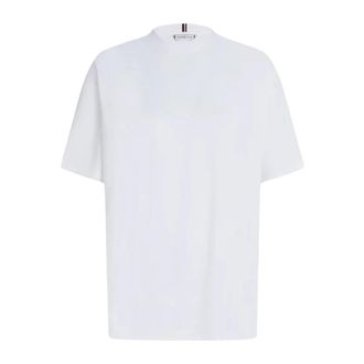 Tommy Hilfiger Leichtes Baumwoll-Interlock T-Shirt mit Rundhalsausschnitt - - Tops - Damen - Wei&szlig; - XS