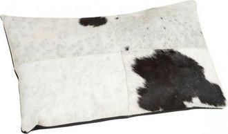 Aubry Gaspard Coussin rectangulaire en peau de vache noir et blanc