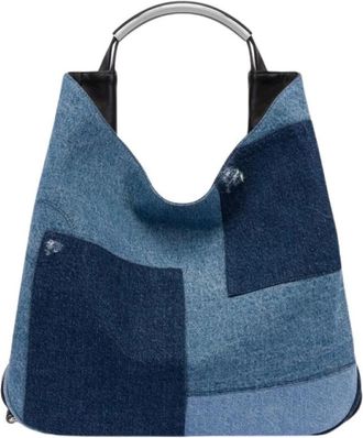 Moschino Femme, Sacs, Bleu, Taille: ONE Size Handle Me Medium Shoulder Bag