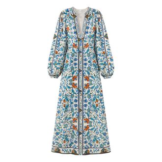 Farm Rio Farm Rio, Femme, Robes, Multicolore, Taille: 36 FR Flora Tile Midi Dress