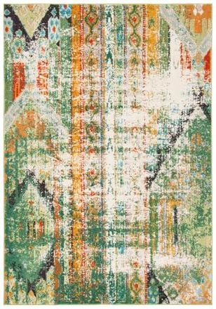 Safavieh Tapis Boho pour Salon, Salle à Manger, Chambre à Coucher - Madison Collection, Tapis à Poil Court, Vert et Orange, 122 x 183 cm