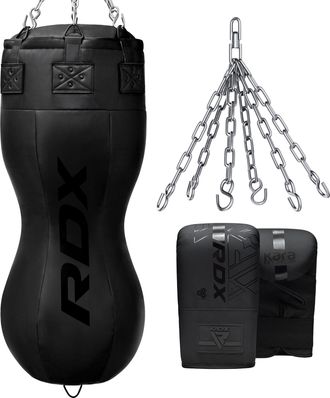 RDX Sports Boxen Body Boxsack, Hängend Punch Bag mit Handschuhen und Stahlkette, boxbeutel gefüllter und ungefüllter, Erwachsene Maya Hide Leder Punching Bag für