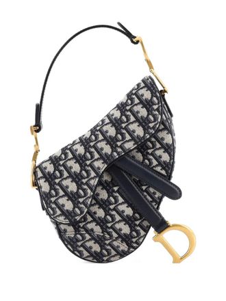 Dior sac port&eacute; &eacute;paule Saddle Handbag Oblique Canvas Mini - Bleu