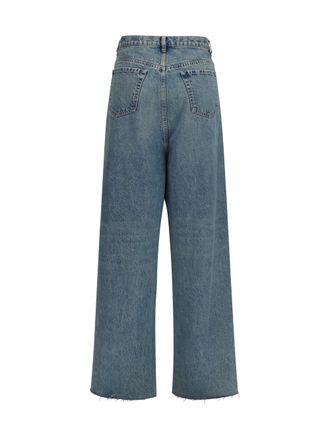 Maison Margiela Womens Wide-Leg Jeans Ice Blue Cotton