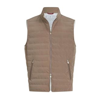 Brunello Cucinelli Homme, Vestes, Gris, Taille: XL Gilet Rembourr&eacute; Zipp&eacute;