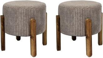 The Home Deco Factory HD0335, Set mit 2 Cotele Scott Taupe Hockern, Weichheit, Möbel, Sitz, Bank und Hocker, 35,5 x 35 x 35 cm, Sitzhöhe 30 cm, Taupebraun