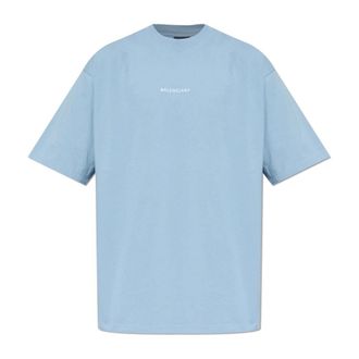 Balenciaga T-Shirt mit gesticktem Logo - - Tops - Herren - Blau - S