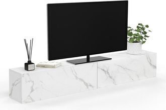 IDMarket TV-M&ouml;bel 180 cm h&auml;ngend ELIO 2 T&uuml;ren Holz Marmoreffekt