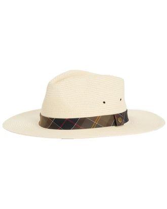 Barbour Geflochtener Fedora mit Tartan-Akzenten und Kinnriemen in