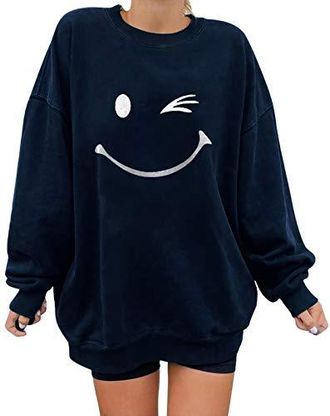 Minetom Sweat-Shirts Femmes Col Rond Imprim&eacute; Manches Longues Chemise Boyfriend Oversize Pullover Tunique Sweat Tops Style 05 46