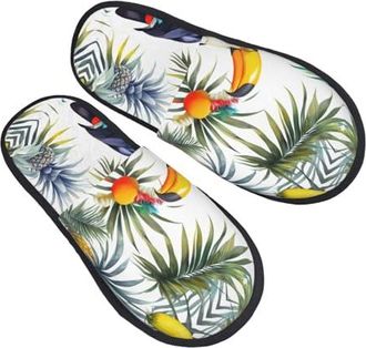 Generic Pantoufles Moelleuses Impression DOiseaux &Agrave; Feuilles Tropicales Chausson Maison Respirantes Chaussures Pour Chambre Ext&eacute;rieur Int&eacute;rieur L