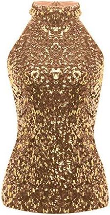 Generic 2026 D&eacute;bardeur &agrave; Paillettes pour Femme - sans Manches - Dos Nu - &Eacute;paules d&eacute;nud&eacute;es - Camisole - Haut pour Cocktail et f&ecirc;te Festive - D&eacute;bardeur &agrave; Paille