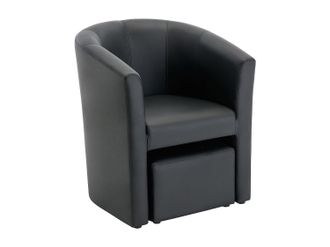 Vente-Unique Lounge-Sessel & Hocker - Kunstleder - Schwarz - Jovana