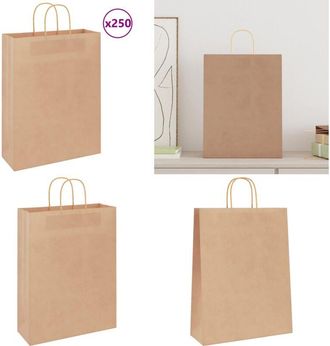 vidaXL Vidaxl - Papiertragetaschen 250 Stk. mit Henkeln Braun 32x12x42 cm