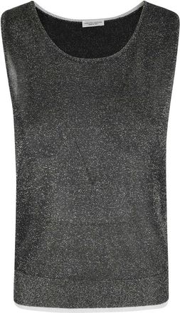 Roberto Collina Femme, Tops, Noir, Taille: 40 FR Top Lurex Contrasto
