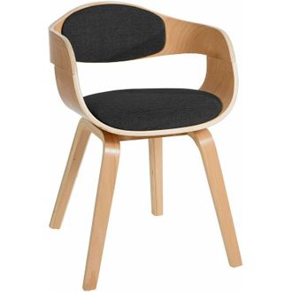 Clp Chaise retro Kingston en tissu Nature / Gris fonc&eacute;