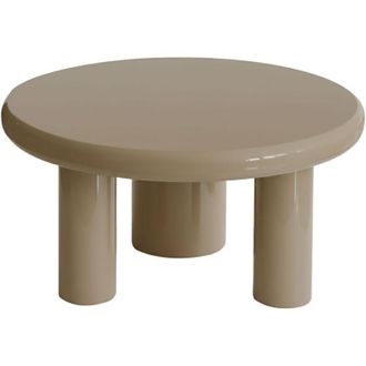 Oviala Table basse ronde 70 cm en MDF effet laqu&eacute; taupe