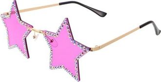 Hemobllo Lunettes de Soleil &Eacute;toile Orn&eacute;es de Cristaux Protection UV Unisexe pour F&ecirc;te Anniversaire Enterrement de Vie de Jeune Fille