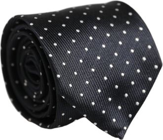 Dolce & Gabbana Polka Dot Silk Necktie - Navy