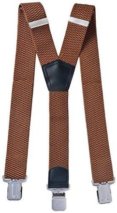 Miobo Bretelles en X ou en Y de 4 cm de large avec 3 ou 4 pinces Convient pour homme et femme Coloris au choix - Marron - Taille Unique