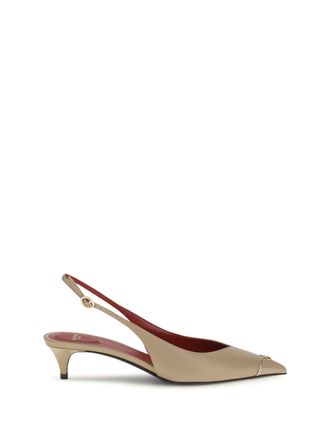 Valentino Garavani Womens Pumps Vlogo Signature Kitten-Heel Camel High Heel Shoes