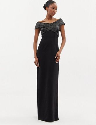 Just Cavalli Abendkleid 76PAO904 Schwarz Regular Fit