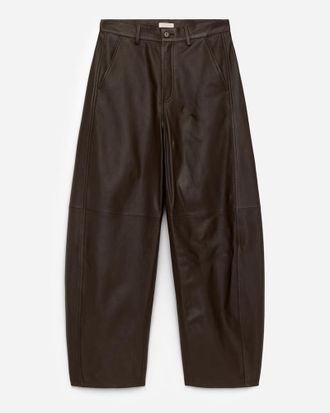 Arket Lederhose Mit Barrel Leg -Braun