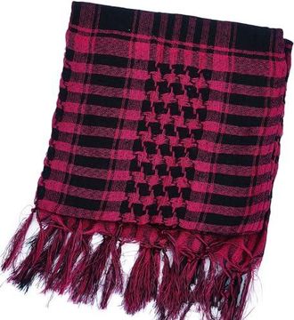 Generic Bonnet jaune et &eacute;charpe &agrave; franges &agrave; carreaux arabes, &eacute;charpe l&eacute;g&egrave;re en coton et foulard avec pompon pour accessoires de camping en plein air, unisexe,
