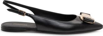 Ferragamo Femme, Chaussures, Noir, Taille: 38 1/2 EU New Vara Plate Slingback Ballerina