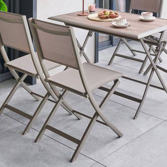 Hesperide Lot de 4 Chaises de jardin Essentia pliables noisette - Hesp&eacute;ride