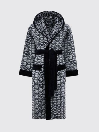 Philipp Plein Peignoir &agrave; capuche en &eacute;ponge de coton avec monogramme Hexagon