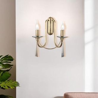 Opviq Antiquation Metal Wall Lamp, 38 cm Height, 2 x E14 Socket, IP20 Rated, Base Plate 7 x 19 x 3 cm | Stylish Lighting for Home & Office Decor