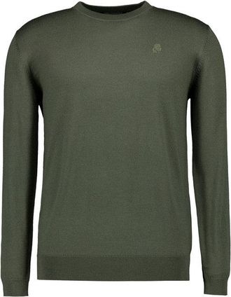Karl Lagerfeld Herren Pullover gr&uuml;n Merinowolle unifarben