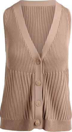 Max Mara Femme, Pulls, Beige, Taille: 42 FR Bimba Ribbed Vest