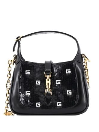 Gucci 1961 mini Jackie Umh&auml;ngetasche aus Satin mit Pailletten - Schwarz