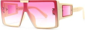 Generic Lunettes de soleil surdimensionnées pour femmes et hommes - Monture siamoise rétro - Lunettes de soleil UV400, rose, Taille unique