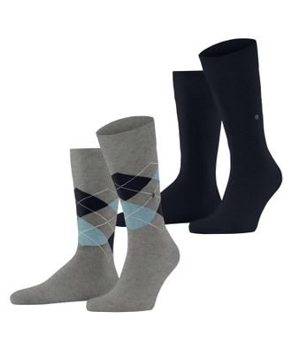 Burlington Herren Socken Everyday Mix Multipack M So Baumwolle gemustert 2 Paar, Grau Melange Grey 3967, 40-46