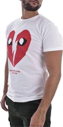 Goldenim Paris Homme, Tops, Blanc, Taille: XL T-shirt Stretch avec Imprim&eacute; Coeur