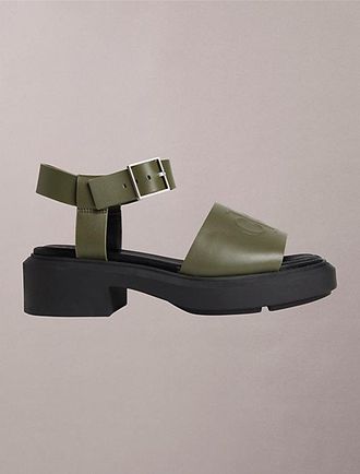 Calvin Klein Melanie - Klobige Sandalen Aus Leder - Deep Lichen Green - Damen - EU 41